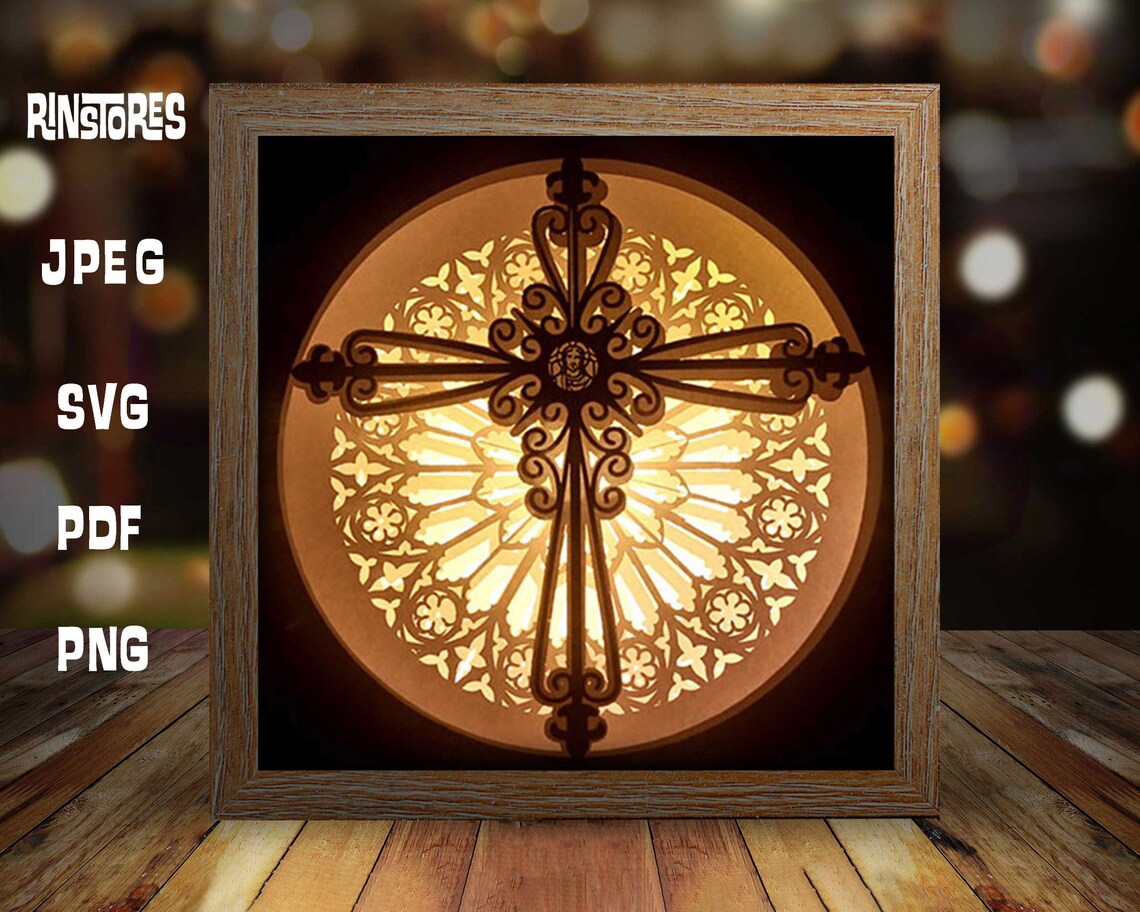 Gothic Cross Paper Light Box Template Shadow Box Template - Etsy