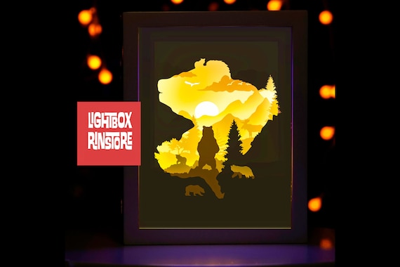 Bear 3d Paper Light Box Template Shadow Box Template Shadow | Etsy