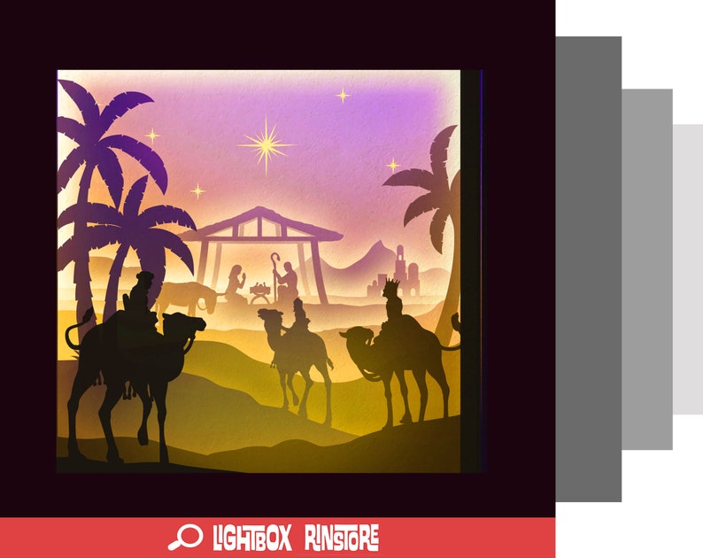 Jesus Born Paper Light Box Template Shadow Box Template - Etsy