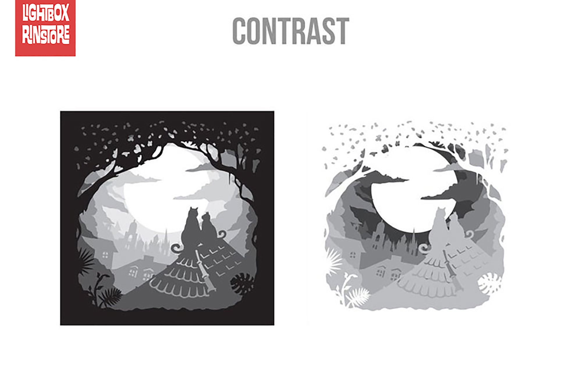 Moon Cats Paper Cut Light Box Template 3D Shadow Box Svg | Etsy