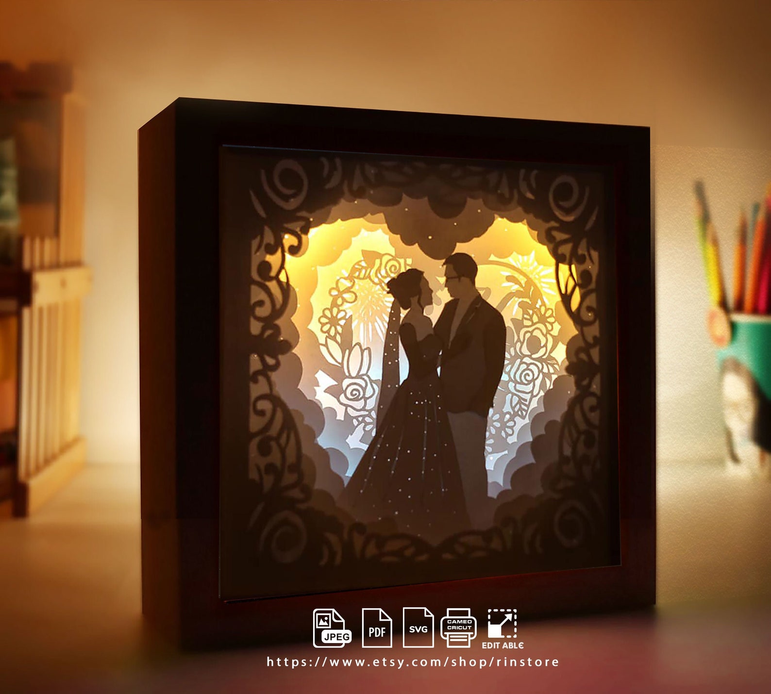 Love Gifts Wedding Gifts Paper Light Box Template Shadow Box - Etsy