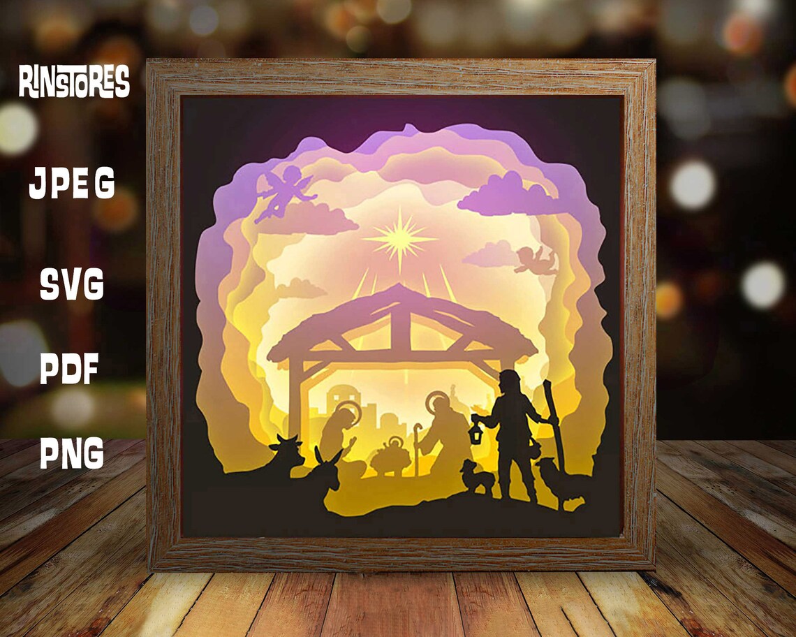 Christian Paper Light Box Template Shadow Box Template - Etsy