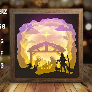 Christian Paper Light Box Template, Shadow Box Template, Shadow Box Art ...