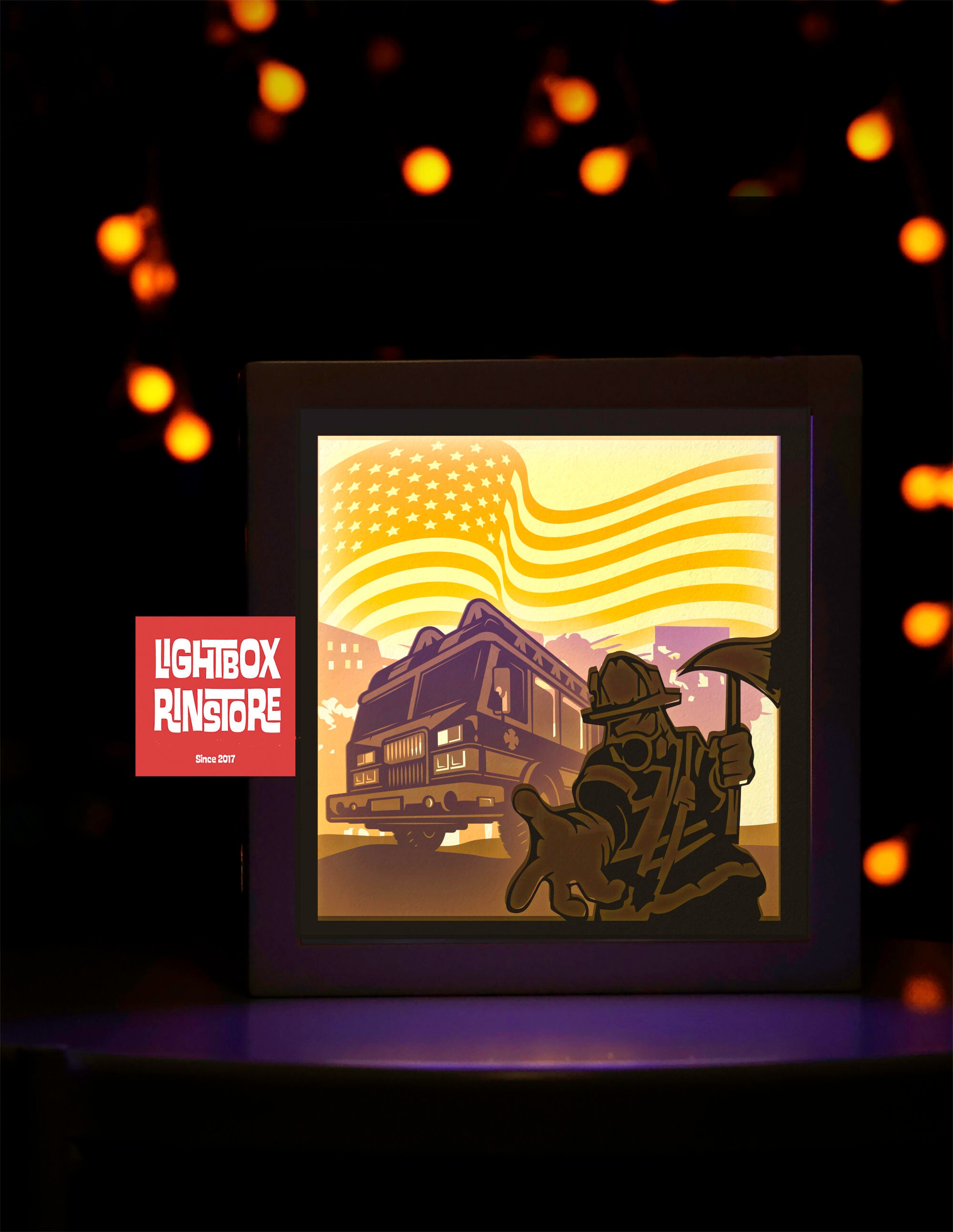 Fire Man Fire Struck Light Box Paper Cut Light Box Template | Etsy