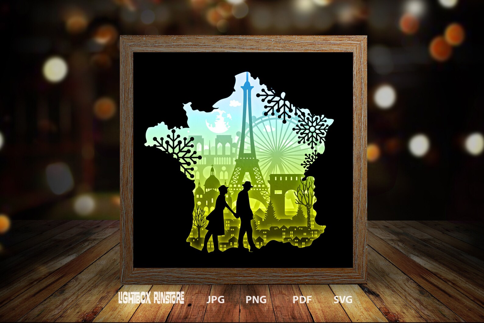 Love in France Paris Paper Cut Light Box Template Shadow Box - Etsy