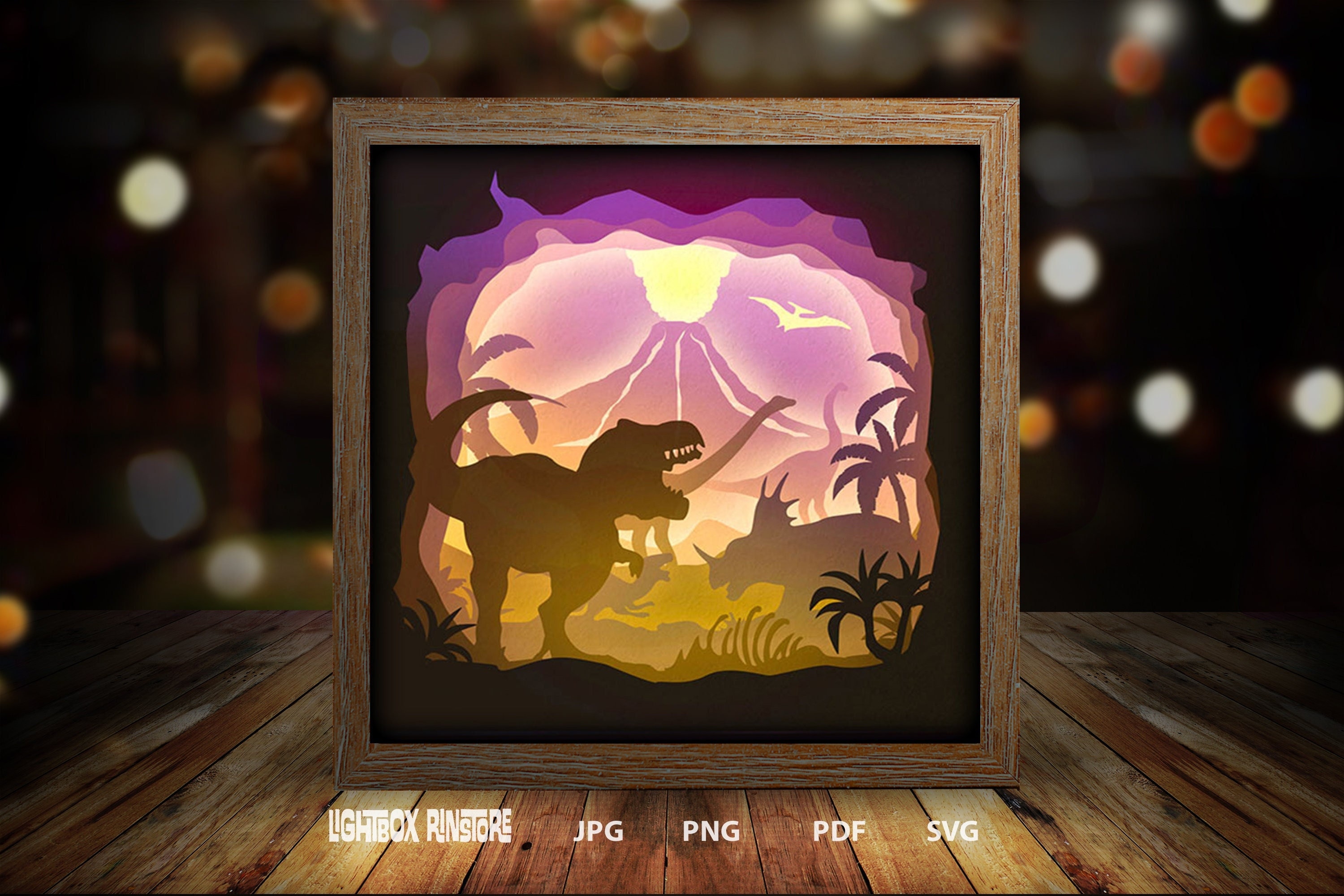 Dinosaur 3d Paper Light Box Template Shadow Box Template - Etsy