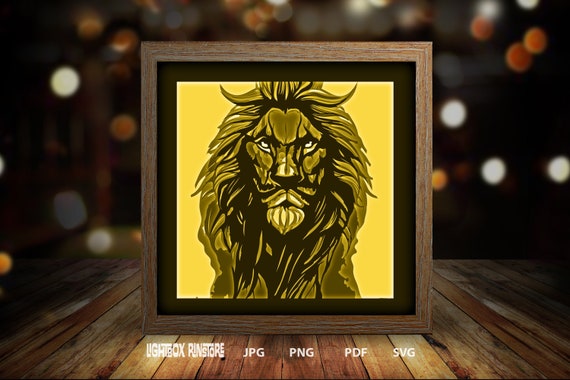 Lion Paper Light Box Template Shadow Box Template Shadow Box | Etsy