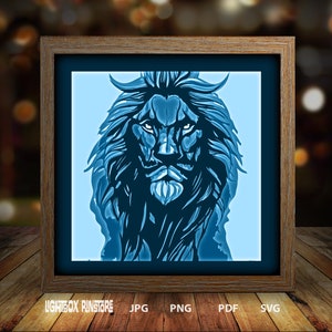Lion Paper Light Box Template, Shadow Box Template, Shadow Box Art ...