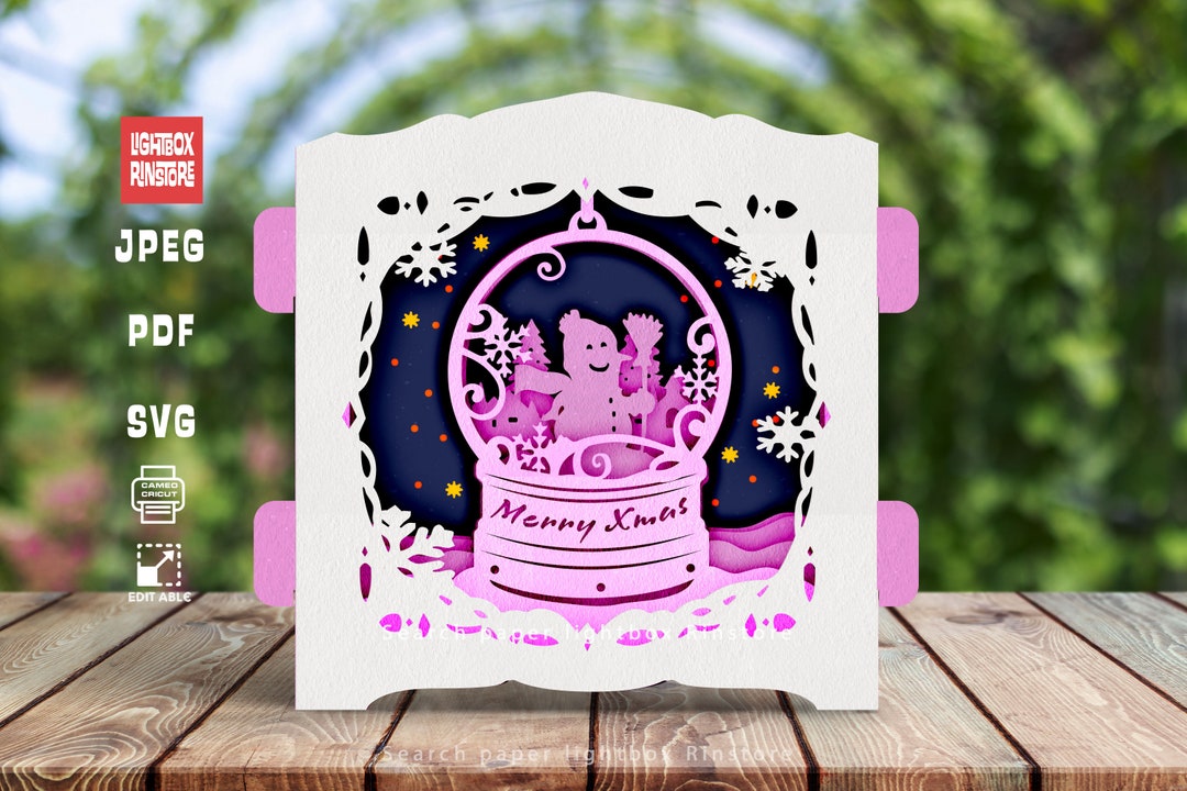 Snow Man in Snow Globe Pop up Card SVG Template, 3D Pop up Card ...