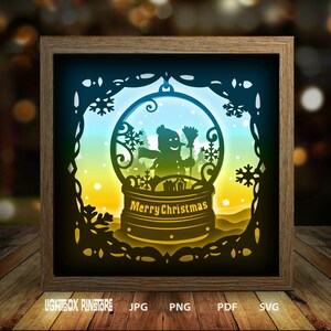 Combo Christmas Paper Light Box Template, Shadow Box Template, Shadow ...