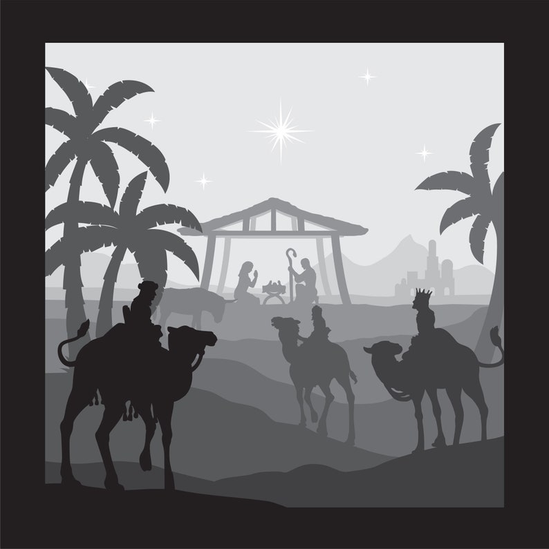 Jesus Born Paper Light Box Template Shadow Box Template - Etsy