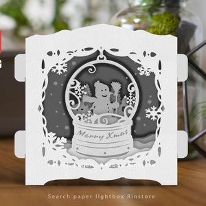 Snow Man in Snow Globe Pop up Card SVG Template, 3D Pop up Card ...
