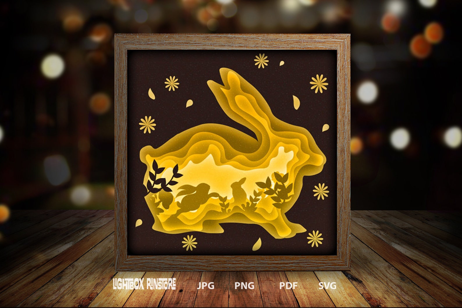 Cute Bunny Rabbit Paper Cut Light Box Template Shadow Box | Etsy