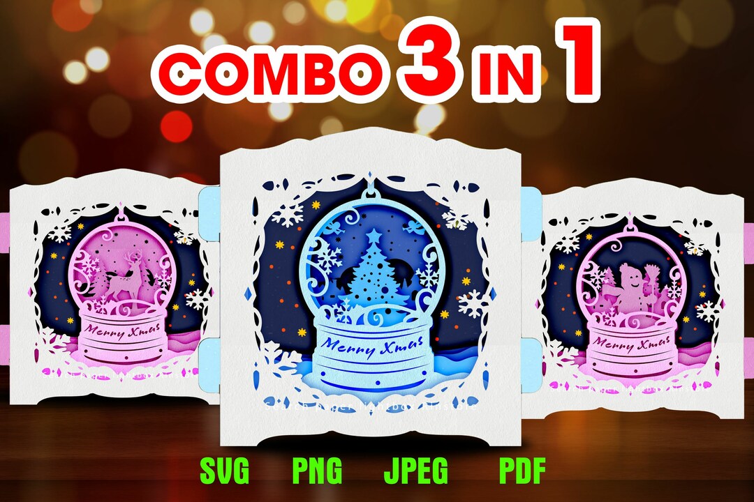 Combo 3D Pop up Cardtemplate, SVG 3D Pop up Card, Greeting Pop up Card ...