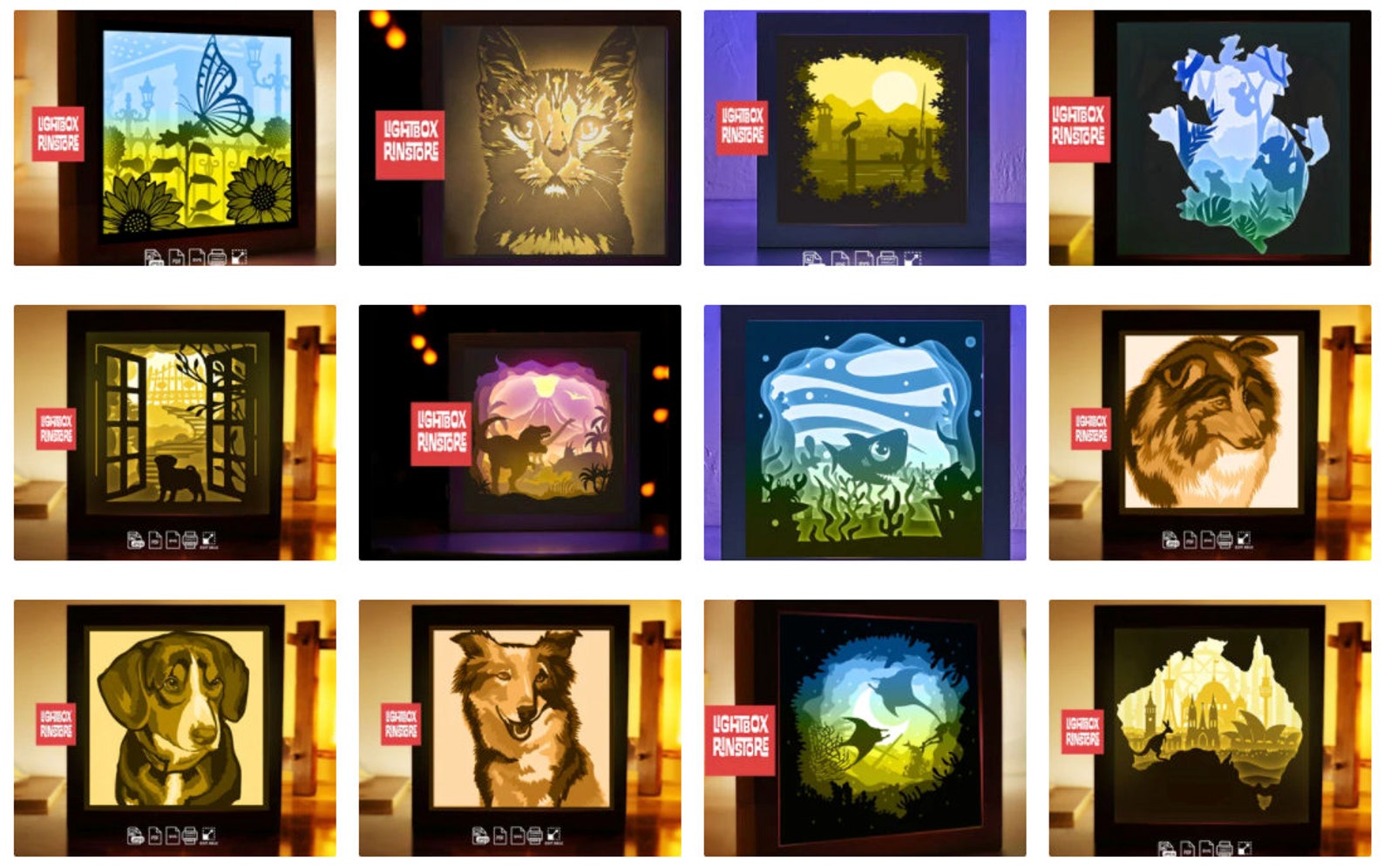 Moon Cats Paper Cut Light Box Template 3D Shadow Box Svg | Etsy