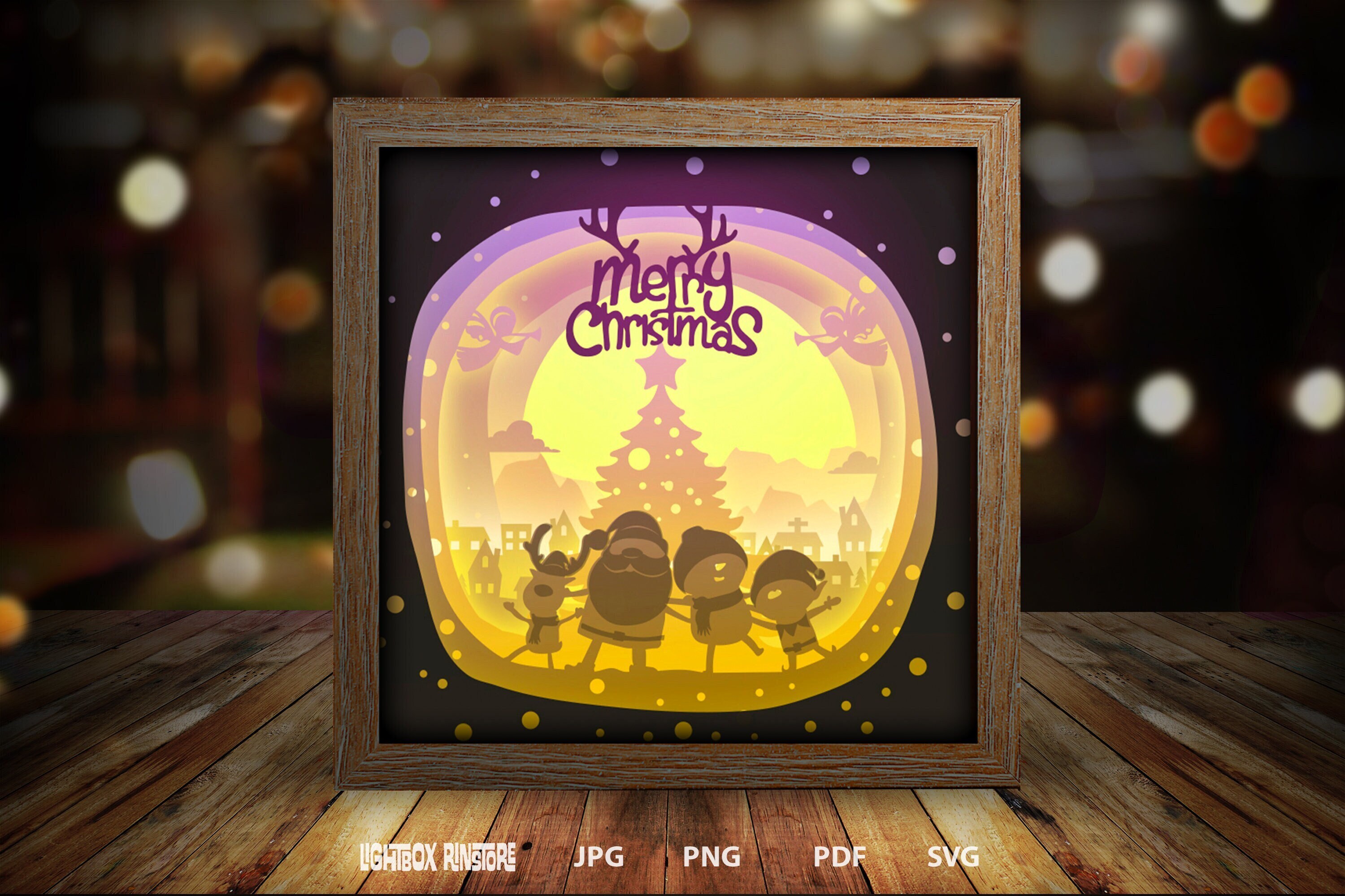 Christmas Gifts Paper Light Box Template Shadow Box Template | Etsy