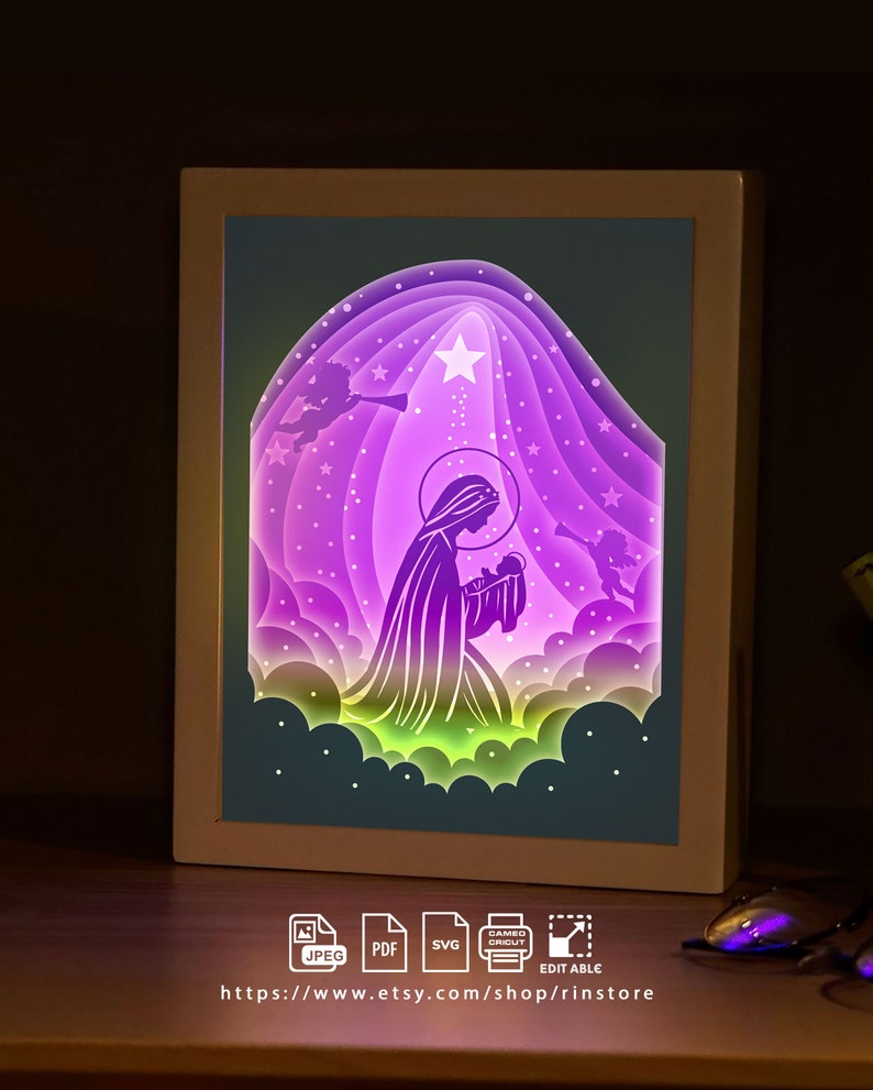 Mother of the Church Paper Light Box Template Shadow Box - Etsy
