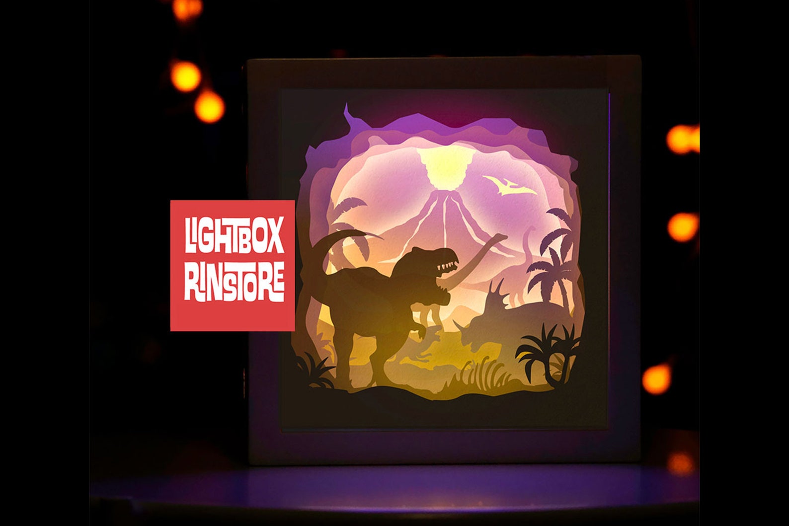 Dinosaur 3d Paper Light Box Template Shadow Box Template - Etsy
