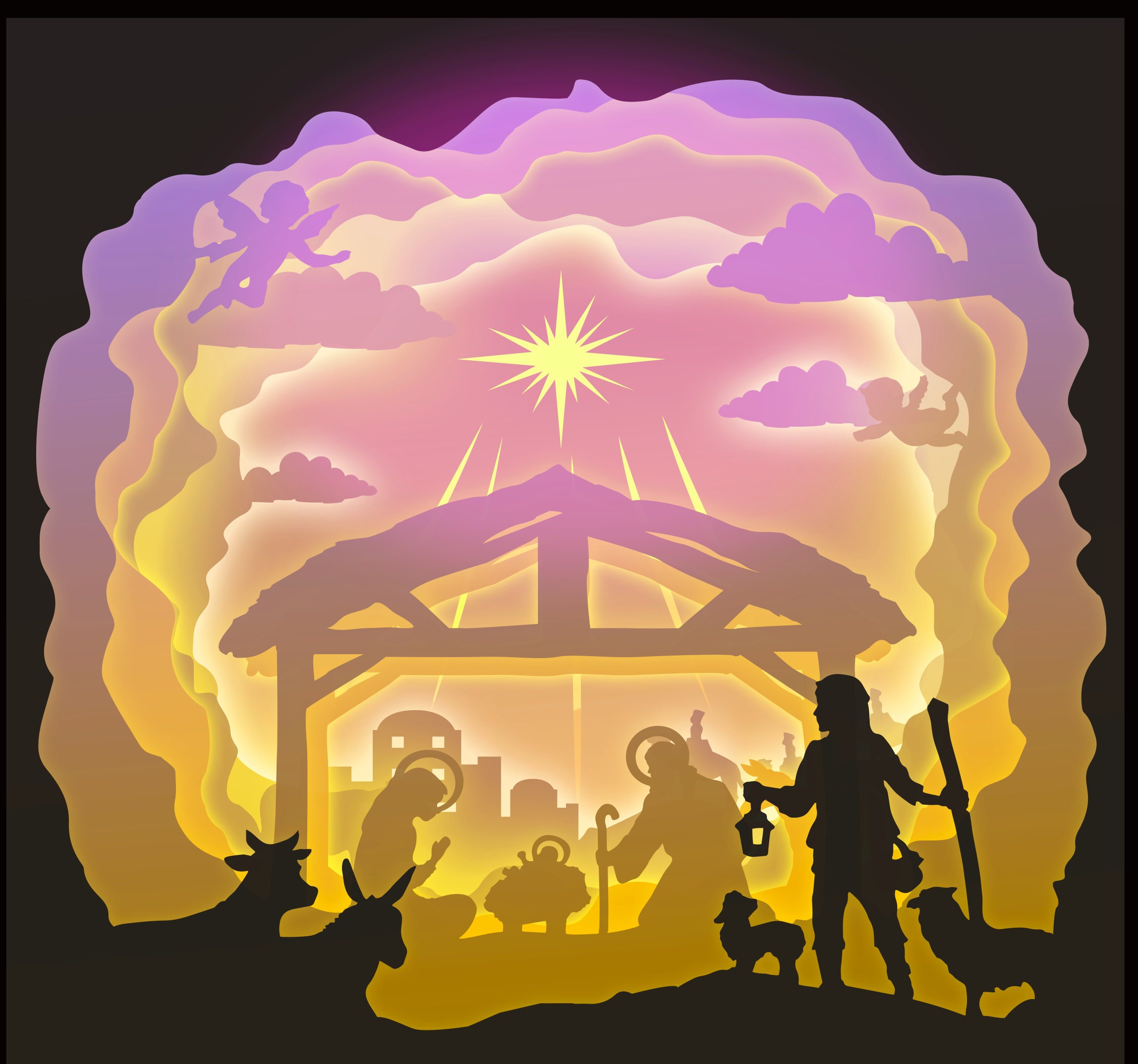 Christian Paper Light Box Template Shadow Box Template | Etsy