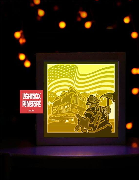 Fire Man Fire Struck Light Box Paper Cut Light Box Template | Etsy