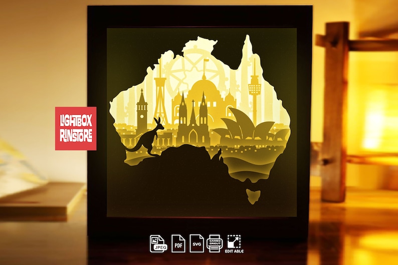 Australia Paper Light Box Template Shadow Box Template - Etsy