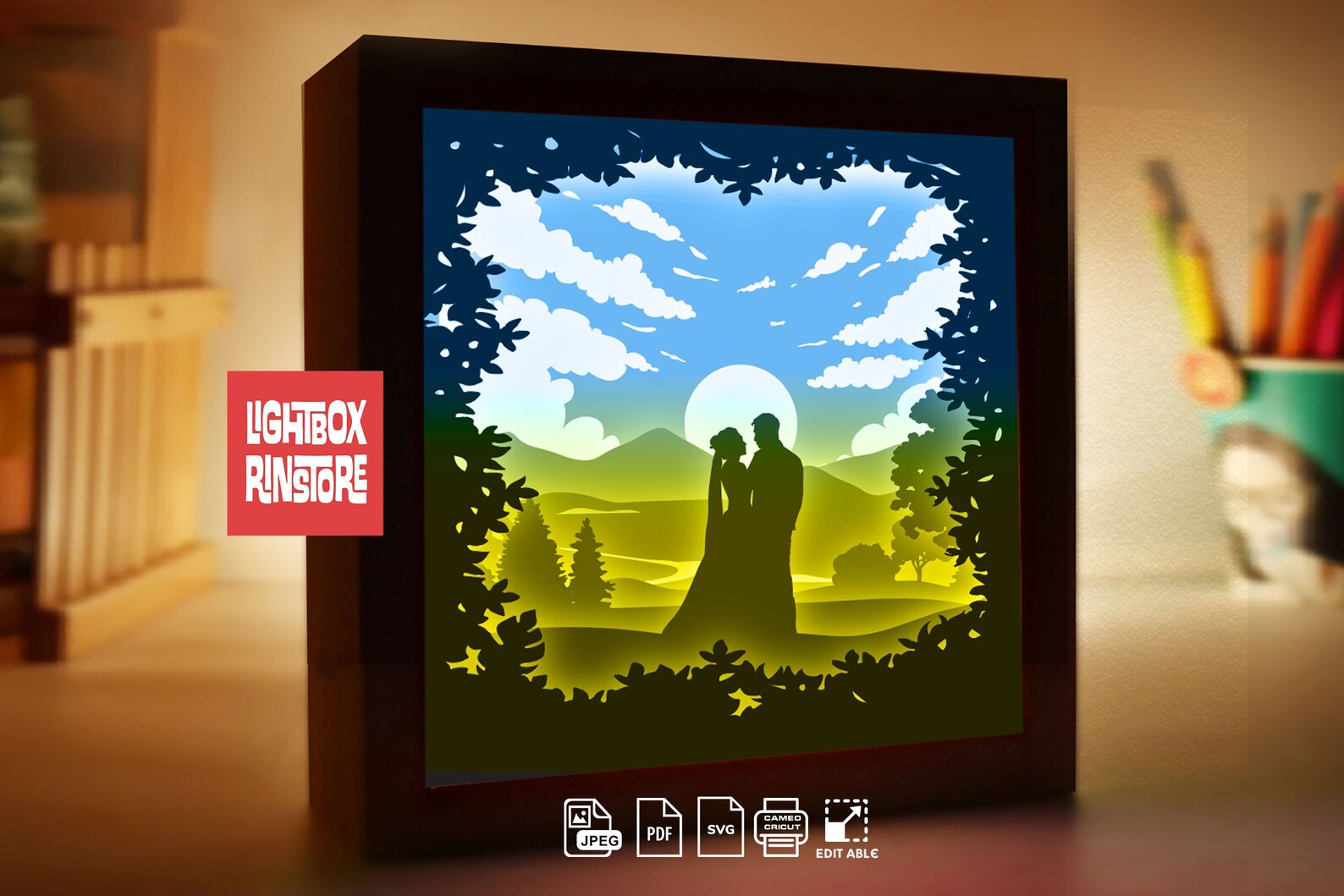 Wedding Gifts Paper Light Box Template Shadow Box Template - Etsy