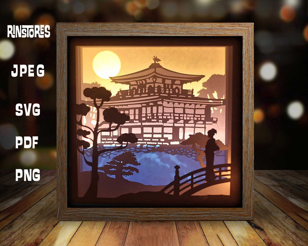 Japan 3d Paper Light Box Template, Shadow Box Template, Shadow Box Art ...