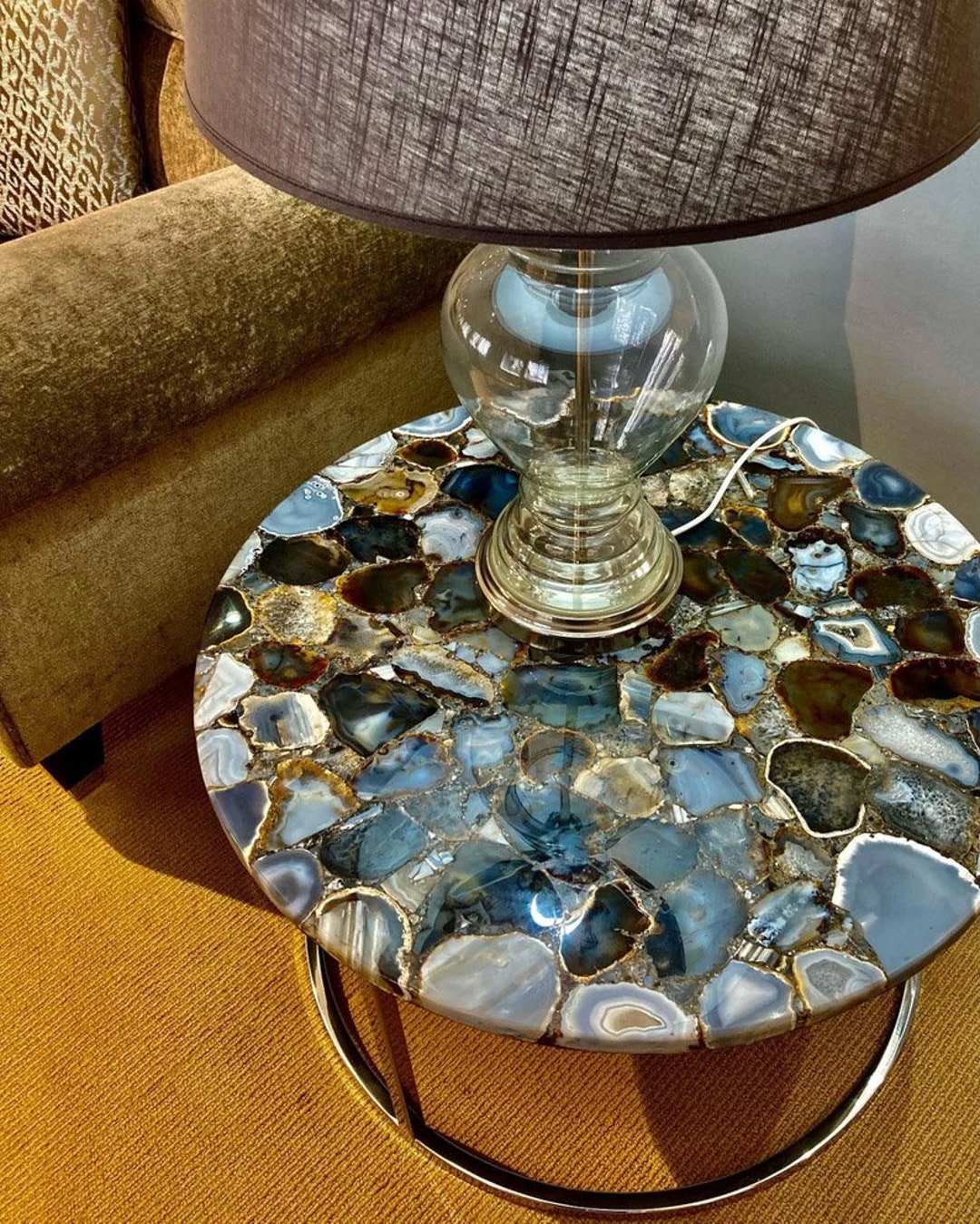 Wild Agate Stone Coffee Table Kitchen Slab Conter Desk Conference Meeting Garden Furniture ...