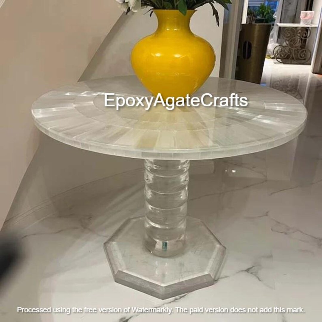 Handmade Selenite Round Table Top: Mosaic Gemstone Coffee Table - Etsy