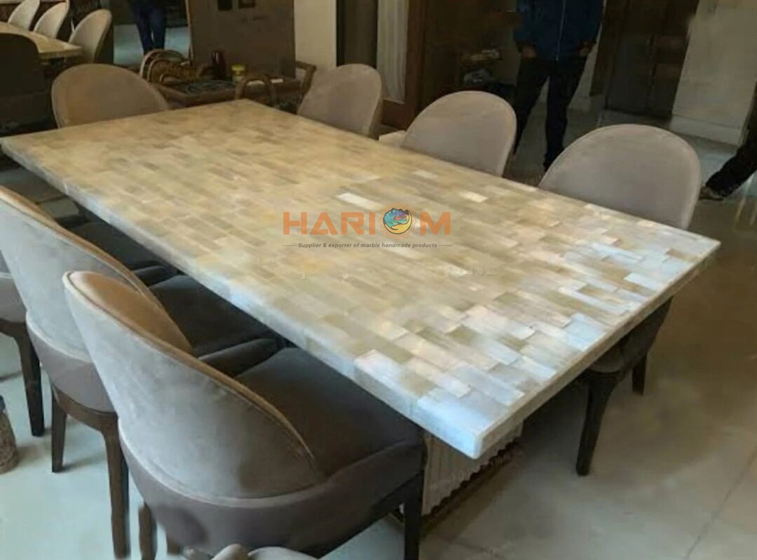Selenite Gemstone Top Dining Table Handmade Furniture Conference ...
