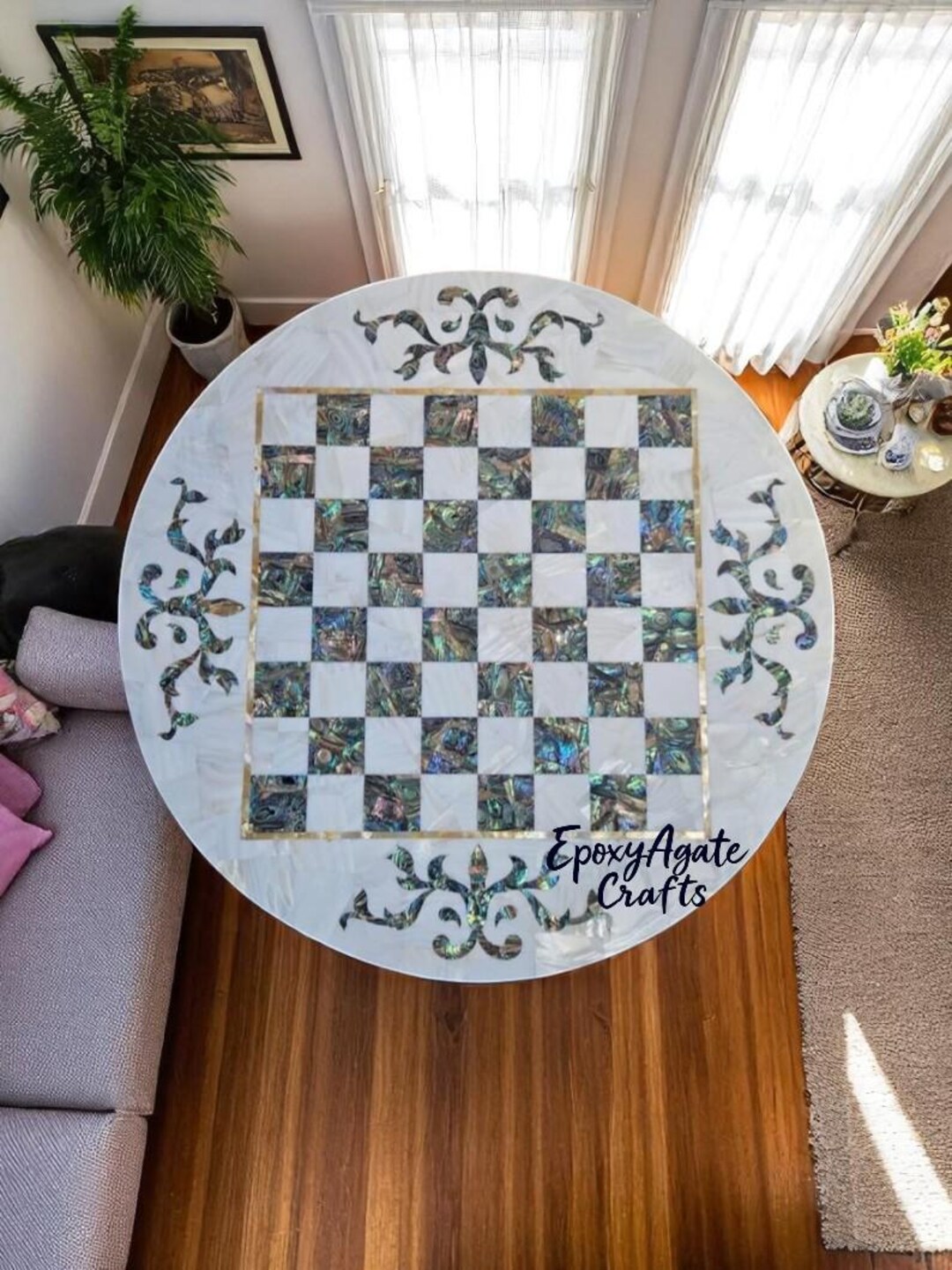 Handmade Marble Chess Board Table: Stone Inlay Game Furniture - Etsy