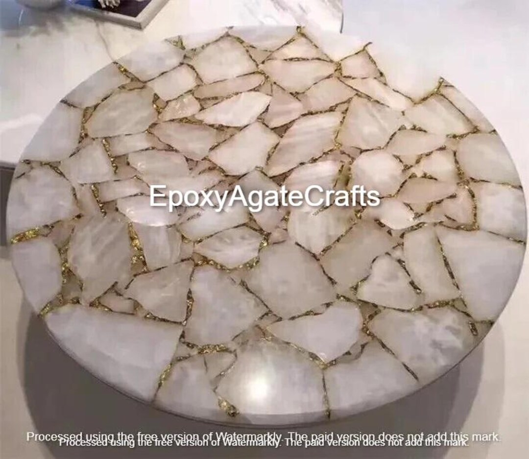 Round White Quartz Stone Center Sofa Coffee Table Top Kitchen Counter ...
