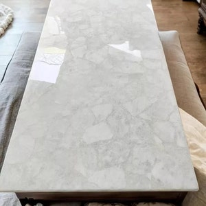 Handmade White Quartz Table Top: Modern Rectangle Dining Table - Etsy
