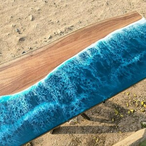 Ocean Wave Epoxy Resin Dining & Kitchen Slab Table Handmade Morden Art ...