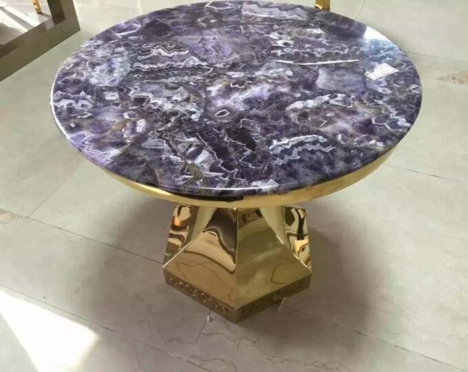 Purple Amethyst Stone Dining Table for Kitchen, Countertop, Conference ...