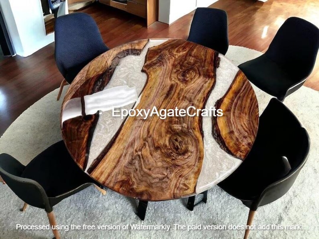 White Epoxy Resin Center Table Top Luxury Handmade Dining & Sofa Table ...