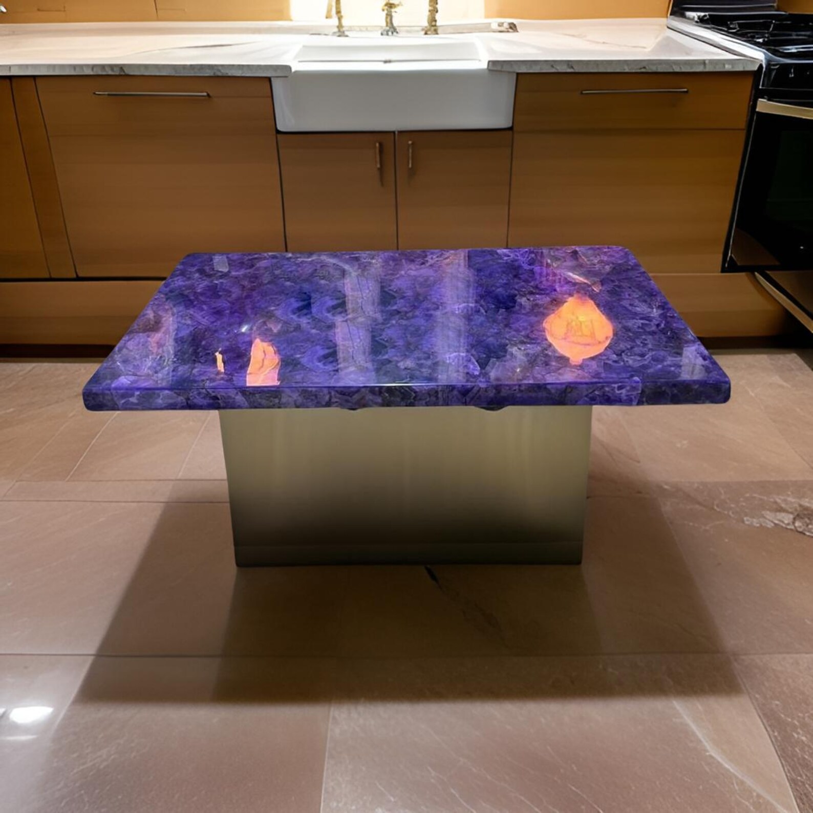 Handmade Purple Amethyst Stone Table Top: Healing Crystal Decor - Etsy