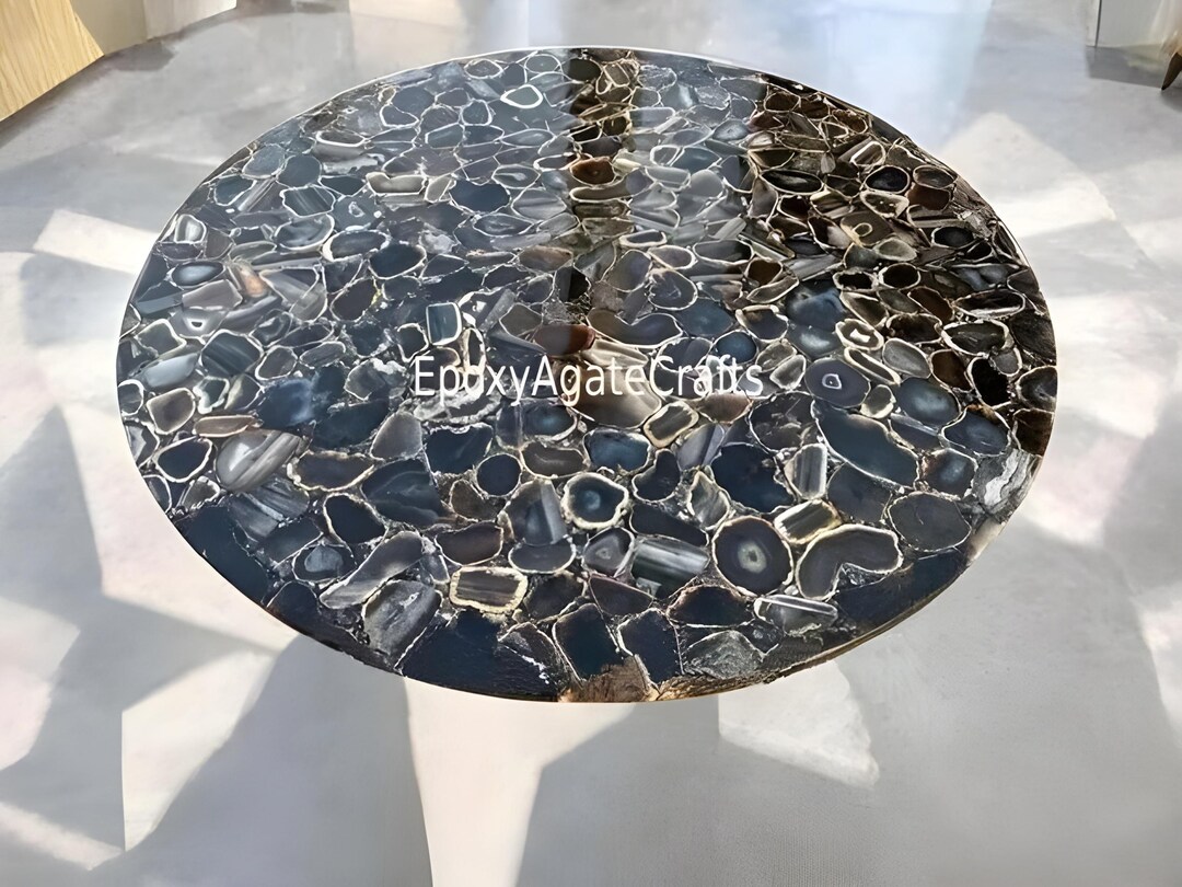 Handmade Black Agate Stone Table Top: Modern Luxury Decor - Etsy