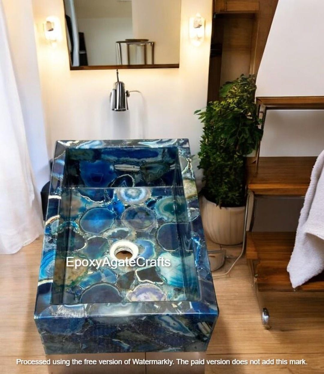Blue Agate Stone Sink Natural Stone Vessel Sink Luxury Gemstone ...
