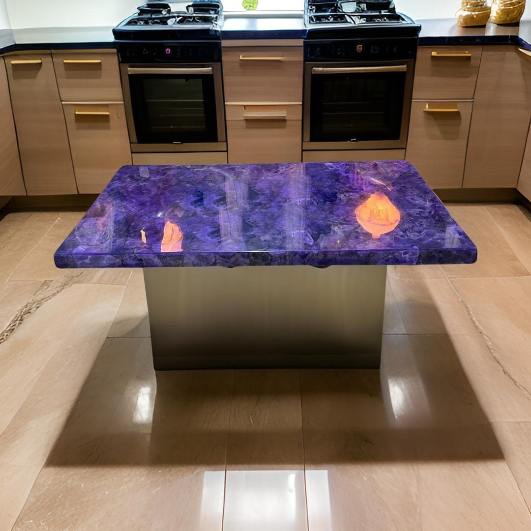 Amethyst Stone Center Sofa Dining Table Handmade Kitchen Slab ...