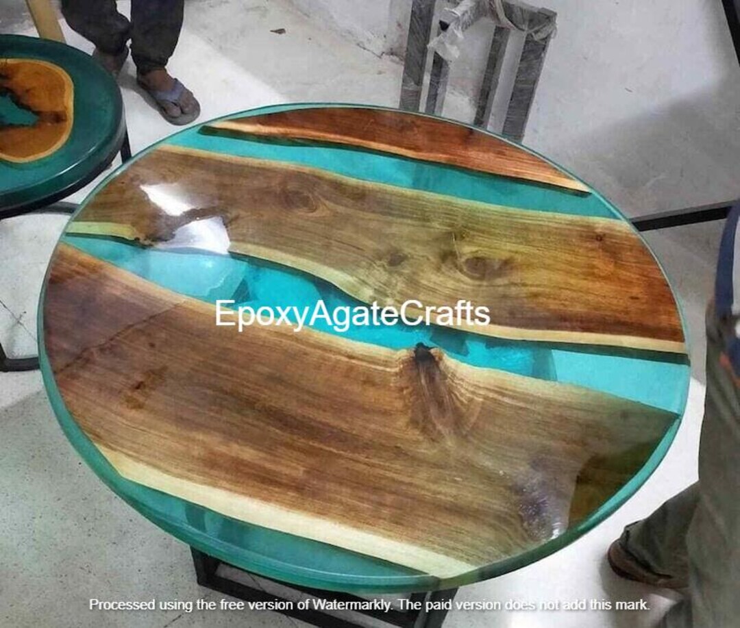 Custom Made Round Epoxy Resin Center Sofa Coffee Table Top Natural ...