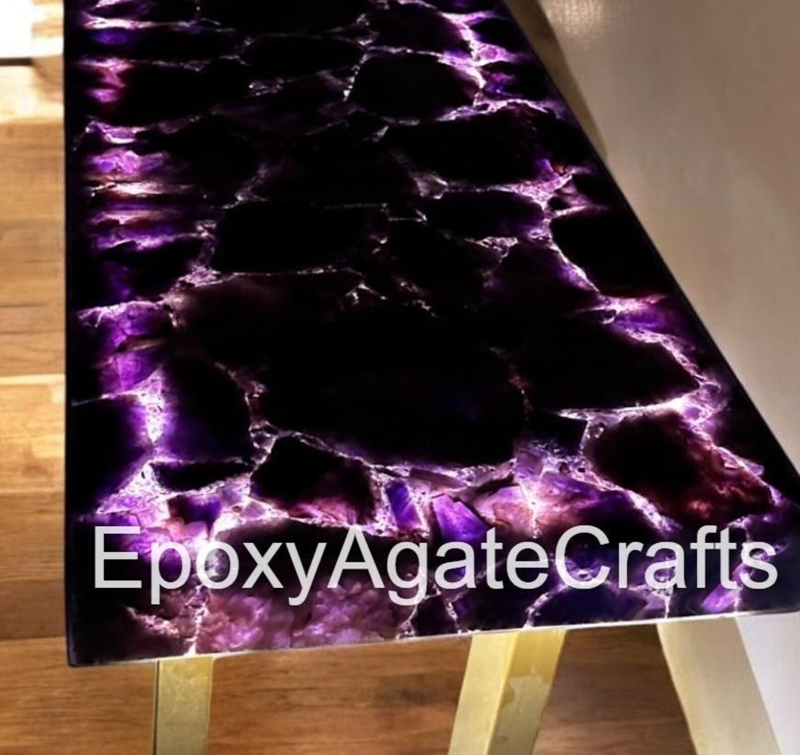 Handmade Purple Amethyst Stone Table Top: Modern Crystal Healing Decor ...