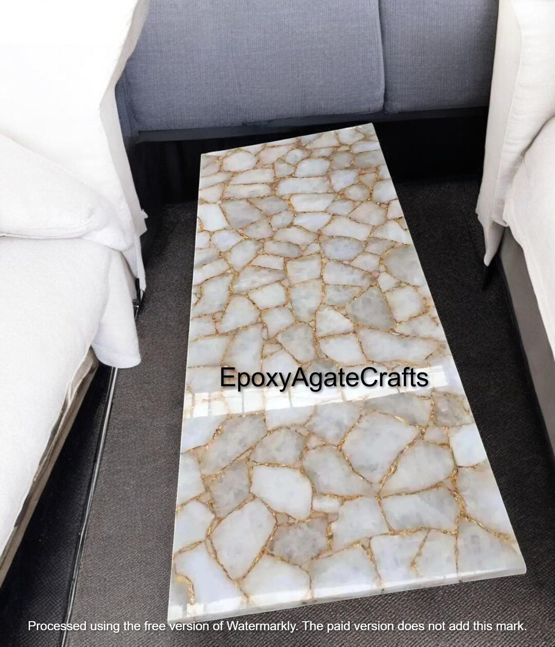 Stunning White Agate Stone Center Table | Handmade Dining Table ...