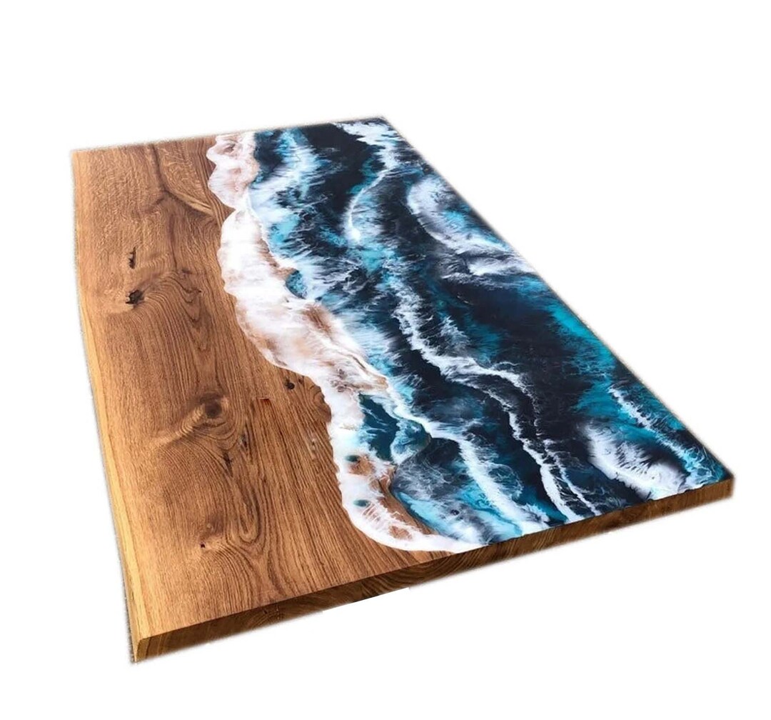 Ocean Epoxy Resin Table, Dining Epoxy Wooden Table, Handmade Furniture ...