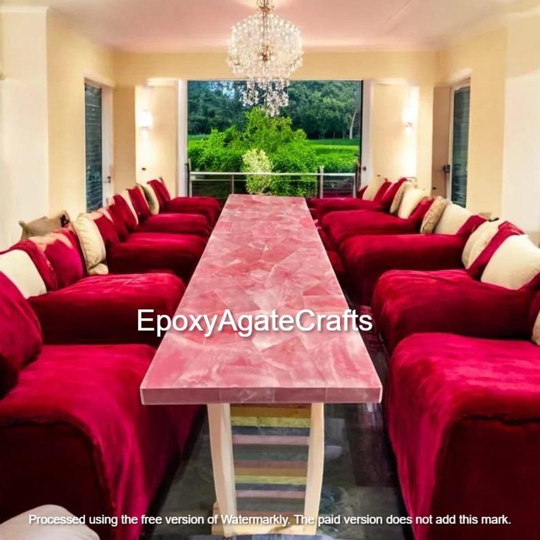 Rose Quartz Stone Console Bar Counter Top Table Conference Meeting for ...