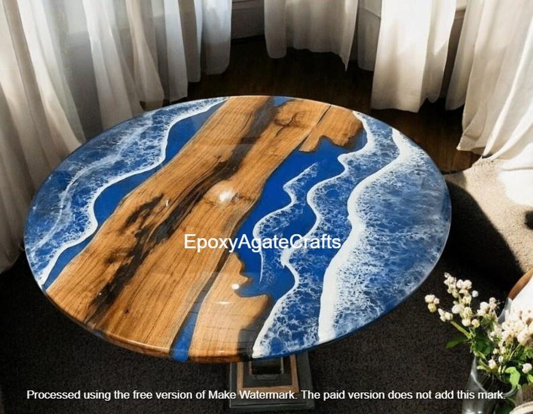 Handmade Epoxy Resin Ocean Wave Table – Coastal Beach Theme Table for ...