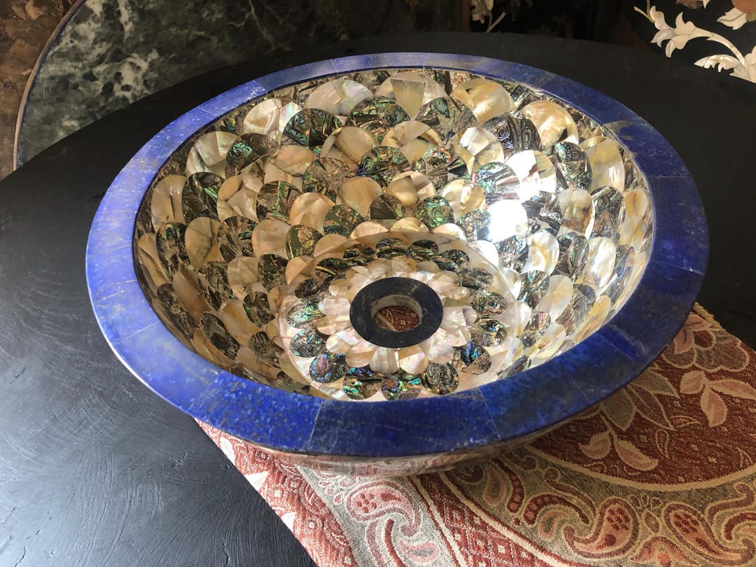 Elegant Lapis Lazuli and Abalone Shell Sink/washbasin Home Improvement ...
