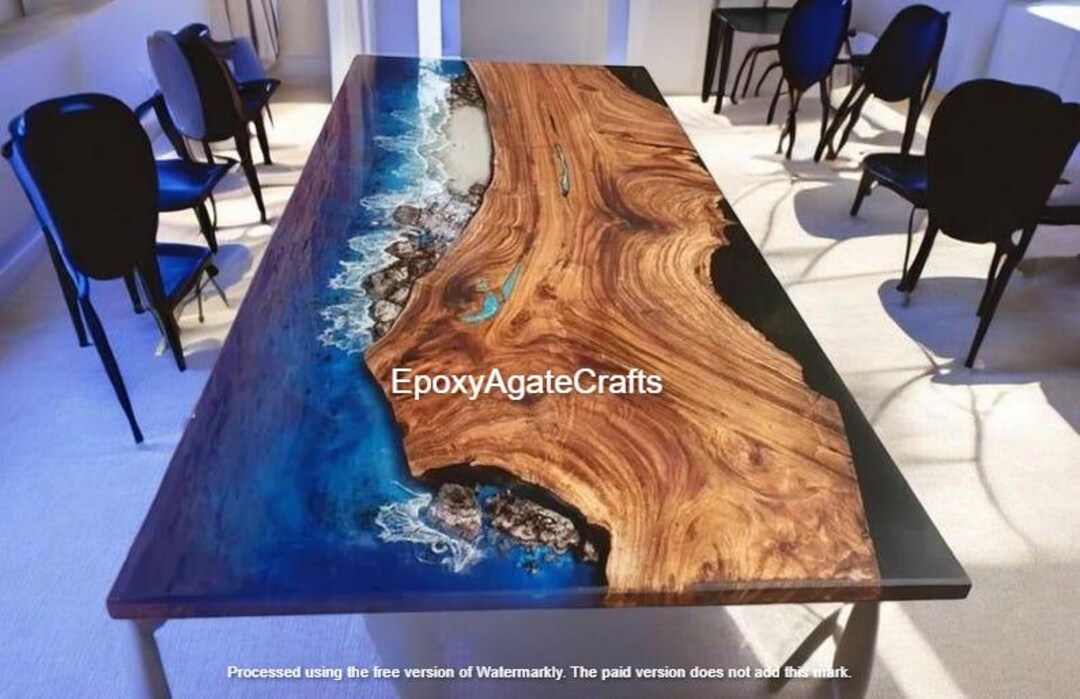 72x36 Epoxy Ocean Wave Table Coastal Resin Table Handmade Epoxy Resin ...