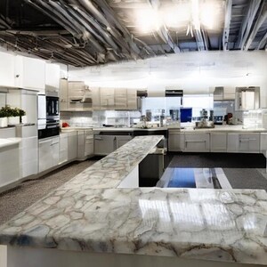 Custom L-shaped Bar Countertop Stone Slab Vanity Top for Kitchen ...