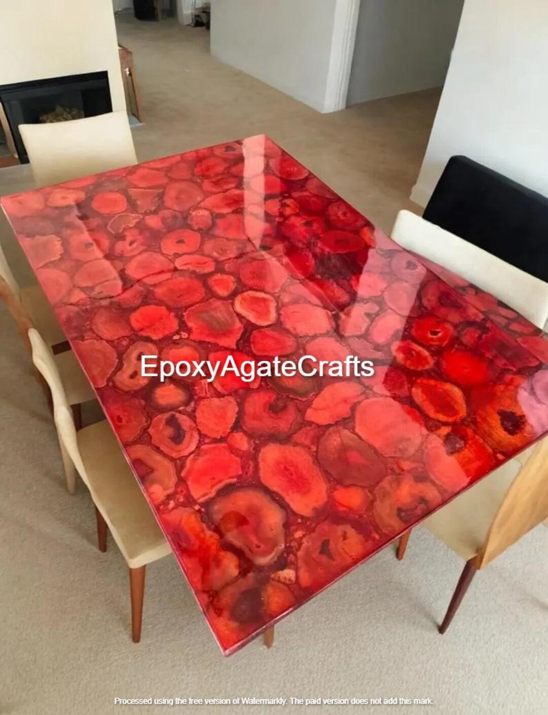 Red Agate Stone Dining Table Top: Handmade Luxury Furniture - Etsy